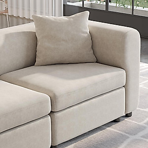 Miuuod 3 Seaters Extra Large Sectional Sofa for Living Room,3 Seats for Small Room,Broad Seater Convertible Couch,Soft Sofa Bed,Oversized Deep Seat Retro Couche, Sofa for Bedroom Beige