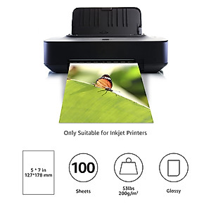 Amazon Basics Photo Paper, Glossy, 5 x 7 Inch, Pack of 100 Sheets, 200g/m²