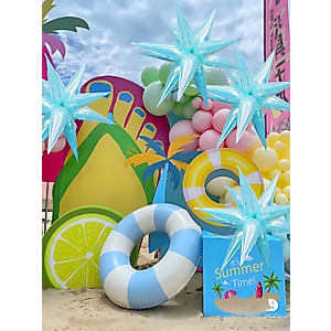 4pcs 22inch Iridescent Exploding Star Balloon for Birthday,wedding,baby shower,bachelorette,Christmas holiday,graduation, gender reveal, disco party decoration (Blue)