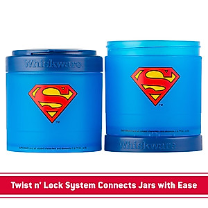 Whiskware Justice League Stackable Snack Containers for Kids and Toddlers, 3 Stackable Snack Cups for School or Travel, Wonder Woman Icon