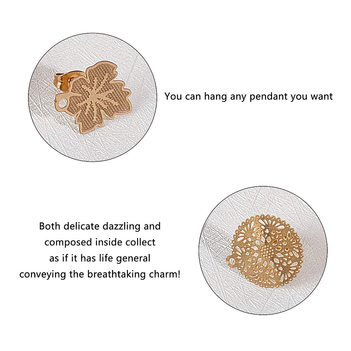 UNICRAFTALE 24pcs 12 Styles Golden Bohemian Stud Earring Findings Stainless Steel Ear Stud Component with Loop Butterfly Stoppers 0.7mm Pin Mixed Shapes Earring for Jewelry Making, Hole 1mm