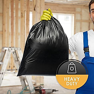 PAMI Heavy-Duty Contractor Bags [Pack of 20] - 42 Gallon Large Black Trash Bags For Construction Sites, Yard Waste & Commercial Use- Industrial Strength Tear-Resistant Cleanup Garbage Bags