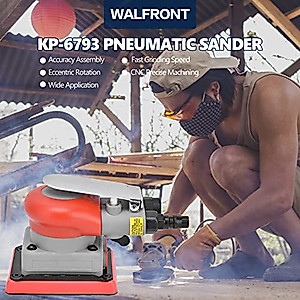 WALFRONT Pneumatic Sander 10000 RPM Air Square Orbit Finishing Sander for Wood Sanding Car Waxing Metal Sanding 75 x 100mm / 3.00 x 4.00in