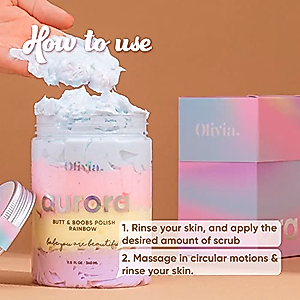 Olivia Beauty Exfoliating Body Scrub for Women - Buttocks & Breasts, All Natural Moisturizing Formula to Smooth, Exfoliate, and Restore Dry, Sensitive Skin - Provides Lasting Care and Pure Grace 10 Oz