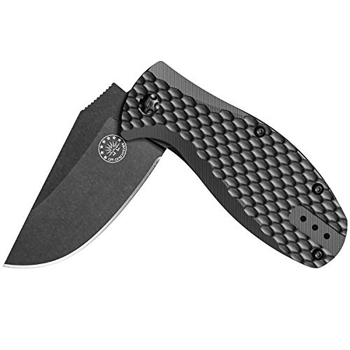Off-Grid Knives - Badger EDC Knife, Cryo D2 Blade Steel, Grippy G10 Scales, Safety Grid-Lock, Reversible Tip-Up Deep Pocket Clip (Blackwash)