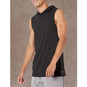 Amazon Essentials Men's Tech Stretch Sleeveless Hoodie, Black, Small