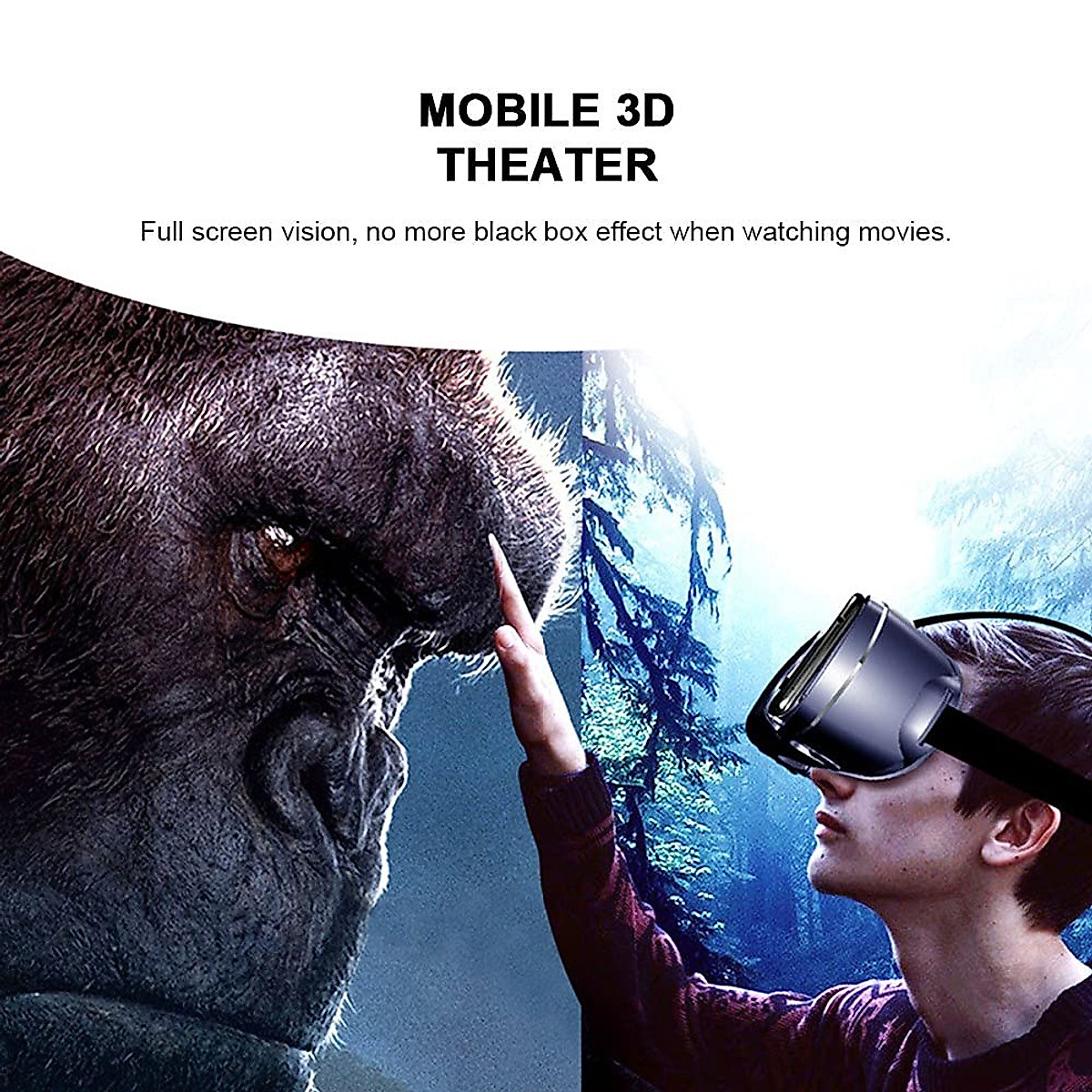 VR Headset, VR 3D Glasses Goggles HD Virtual Reality Headset with Controller Adjustable 3D VR Glasses Virtual Reality Headset HD Blu-ray Eye Protected Support 5~7 Inch for Phone/Android