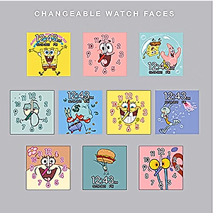 Accutime Kids Nickelodeon Spongebob Squarepants Yellow Educational Learning Touchscreen Smart Watch Toy for Boys, Girls, Toddlers - Selfie Cam, Games, Alarm, Calculator (Model: SGB4090AZ)