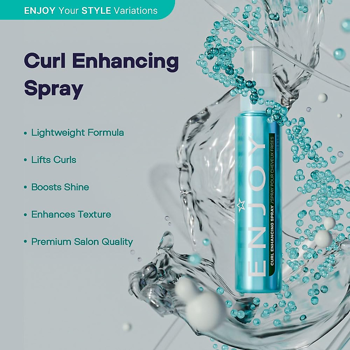 Enjoy Curl Enhancing Spray, 3.4 Ounce – Curl Spray for Curly Hair, Boosts Volume & Adds Shine, Defines Waves & Curls, PH Balanced & Sulfate-Free