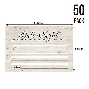 50 Rustic Wood Date Night Cards, Date Night Ideas Great Gifts for Couples, Husband, Wife, Boyfriend, Girlfriend, Anniversary, Bride and Groom, Romantic Conversation Starter Card Set, 4X6 Inch.