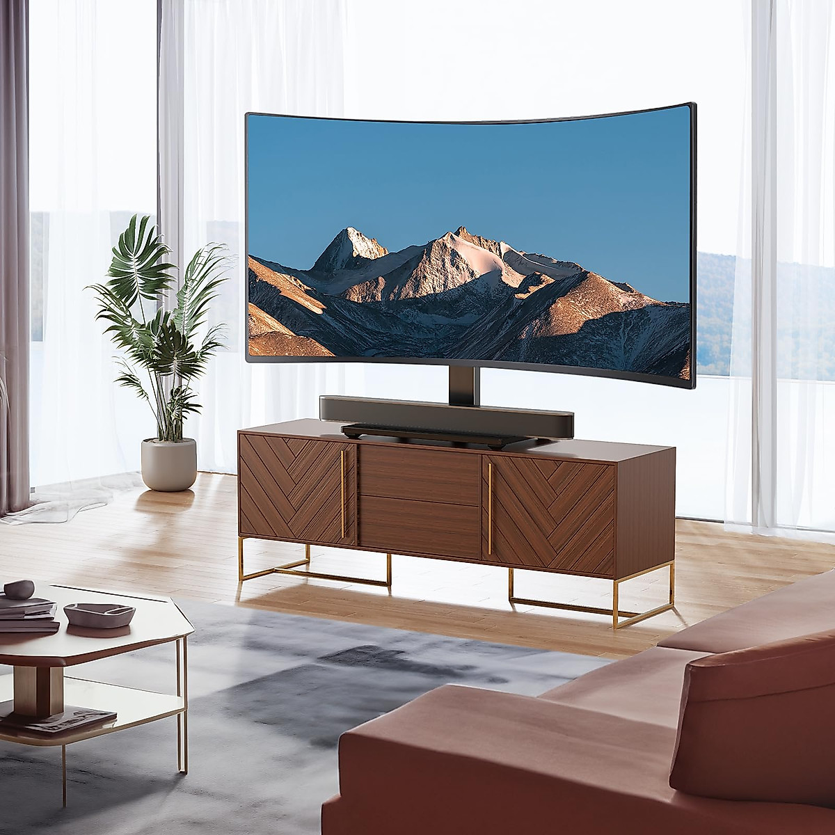 PERLESMITH Universal Swivel TV Stand Base, Table Top TV Stand for 37 to 65, 70 inch LCD LED TVs, Height Adjustable TV Mount Stand with Tempered Glass Base, VESA 600x400mm, Holds up to 88lbs, PSTVS13