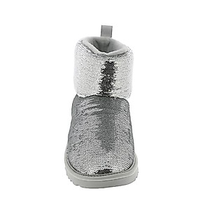 UGG Unisex-Child Classic Mini Mirror Ball Boot, Silver, 9 Toddler