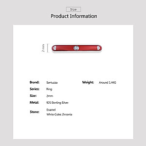 Santuzza Stackable Enamel Ring 925 Sterling Silver Stacking Cubic Zirconia Eternity Colorful Rainbow Band Rings (Small, Navy Blue, 5.5)