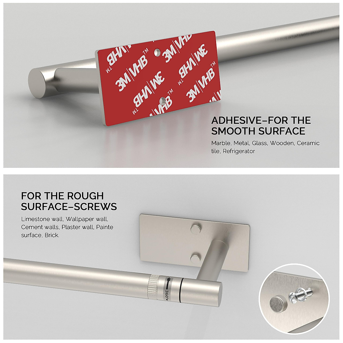 WZKALY Paper Towel Holder Under Cabinet, Adhesive Paper Towel Holder Self-Adhesive or Wall Mounted SUS304 Stainless Steel for Kitchen Bathroom Farmhouse Barbecue Laundry (Sliver)