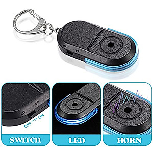 Hemoton Whistle Key Finder Voice Control Device Locator with Device Key Finder with Whistle and LED Light Alarm (Blue)