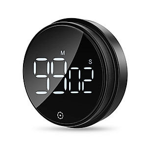 AMIR Digital Kitchen Timer, Timer for Kids, Digital Timer Battery Powered with Large LED Display, Adjustable Volume, Magnetic Timer for Cooking, Studying, Office, Black (Battery not Included)