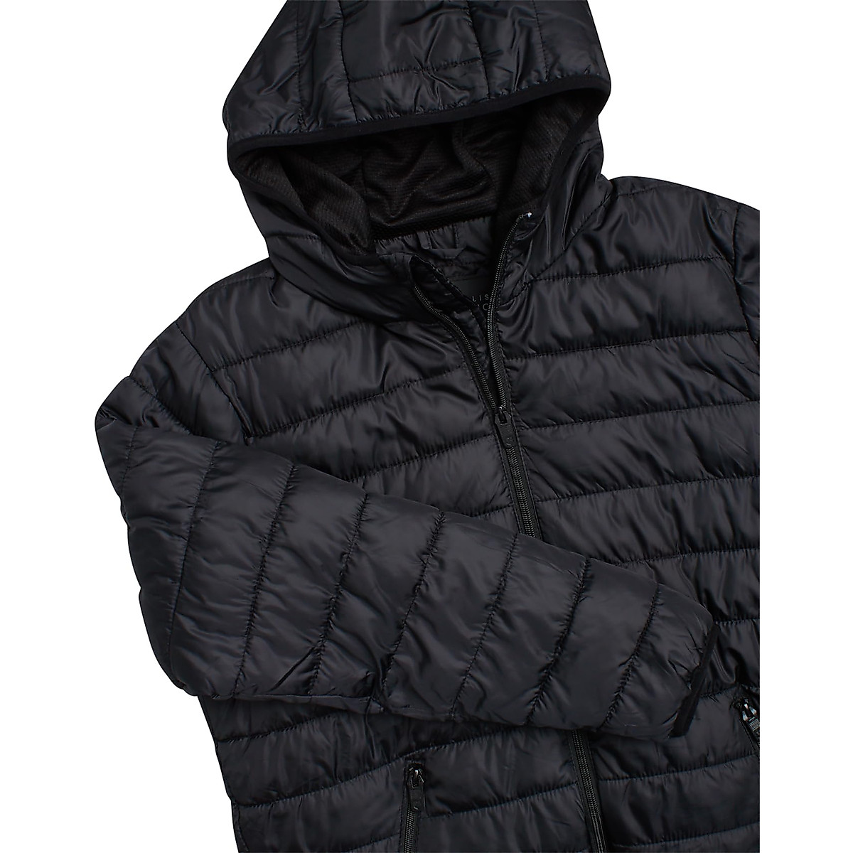 Perry Ellis Men's Winter Jacket - Soft Fleece Quilted Packable Puffer Hooded Down Jackets - Winter Jackets for Men (S-XXL), Size Large, Ink Black