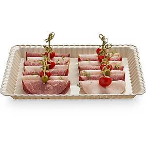 Embellish Rectangle Plastic Serving Tray 9'' x 13'' Pack of 4, (Bone)
