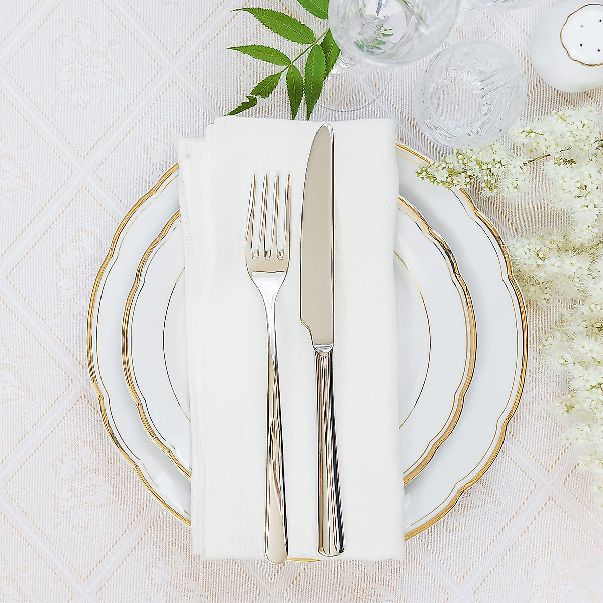 White Dinner Napkins Disposable - 100Pack Linen-Feel Paper Napkins with Built-in Flatware Pocket, Prefolded Cloth Like Paper Napkins Bulk For Dinner, Wedding, Party or Everyday Use