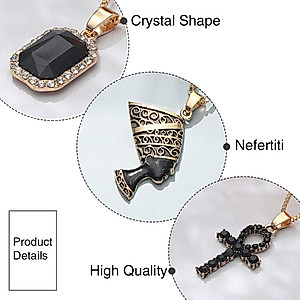 Ckecharfa Boho Africa Layered Necklaces Gold Gothic Nefertiti Egyptian Queen Pendant Necklace Gemstone Choker Necklaces Rave Party Adjustable Neck Chain Jewelry for Women