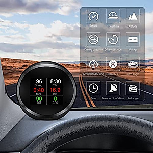 AWOLIMEI Head up Display for Cars, GPS Speedometer, GP11 Car HUD,Windshield Head-up Display, Incline Meter, Speed Warning, Slope Warning, Work for All Vehicles