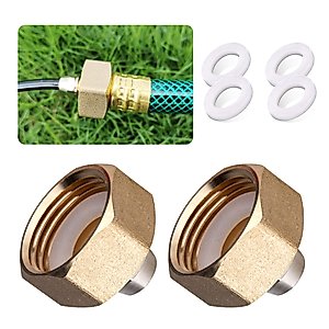 HOMENOTE US Standard Faucet Adapter, 3/4'' to 1/4'' Hose Adapter, Convert 3/4" Female Hose Thread Bib to 1/4" Tubing, 2 Brass Adapters with 4 Washers