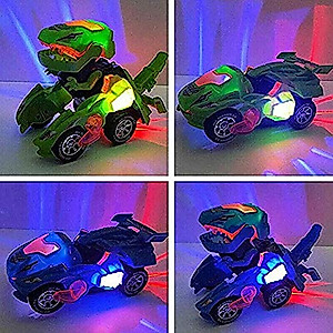 Toy Car,Dinosaur Deformation car,Transforming Dinosaur LED Car, Deformation Car Robot Vehicle Toys (Red)