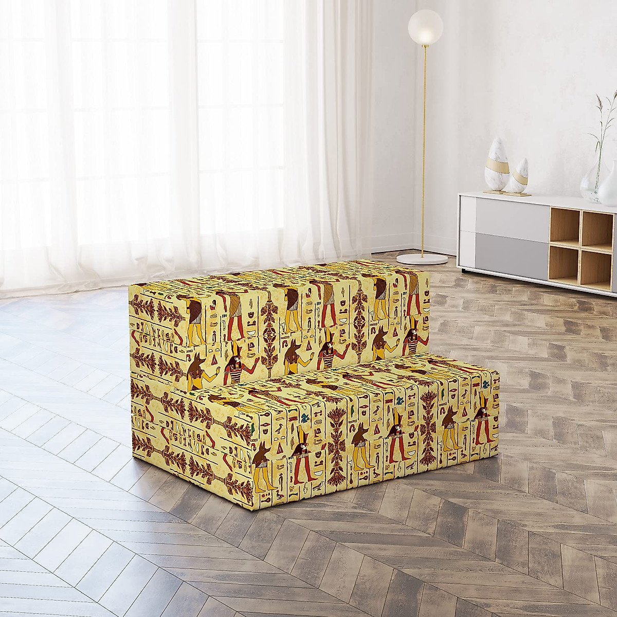 Ambesonne Egyptian Foldable Mattress, Grunge and Retro Timeless, 74.8" x 35.4", Multicolor