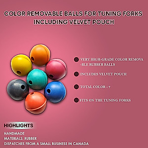 Color Removable Balls for Tuning Forks including Velvet pouch
