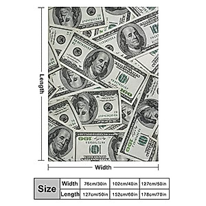 Dollars Bill Print Throw Blanket for Couch Bed Flannel Lap Blanket Lightweight Cozy Plush Blanket for All Seasons 50"x70"