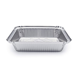 (120 Pack) Premium 2.5-LB Takeout Pans with Lids - 8.6" x 6.1" x 2" l Heavy Duty Disposable Aluminum Foil for Catering Party Meal Prep Freezer Drip Pans BBQ Potluck Holidays