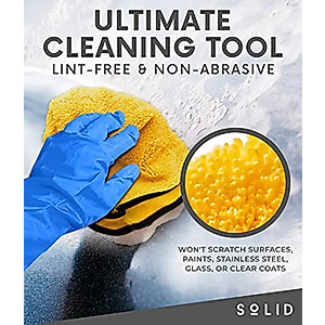 Solid Multipurpose Plush Microfiber Cleaning Cloth - Cleaning Towel for Household, Car Washing, Drying & Auto Detailing - 12" x 12" (Yellow, 12)