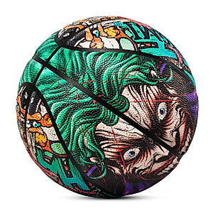 Kuangmi Joker Series Basketball, Men's Official Size 7 29.5" Streetball,Made for Indoor and Outdoor Basketball Games,Green