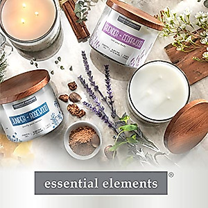 Essential Elements by Candle-lite Scented Candles, Juniper and Rosewood Fragrance, One 14.75 oz. Three-Wick Aromatherapy Candle with 45 Hours of Burn Time, Off-White Color