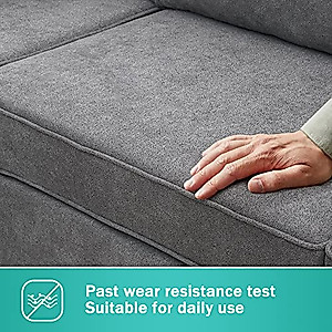 Merax Modern Upholstered Living Room Sectional Sofa, L Shape Furniture Couch with 3 Pillows