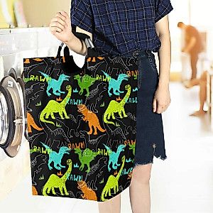 visesunny Large Capacity Laundry Hamper Basket Dino Rawr Water-Resistant Oxford Cloth Storage Baskets for Bedroom, Bathroom, Dorm, Kids Room