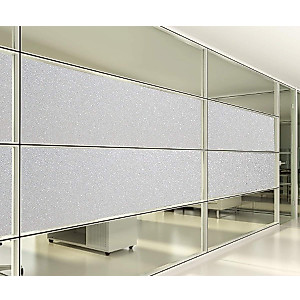 Window Privacy Film,Frosted Glass Window Film Window Cling Privacy Film Striped Pattern +Qualsen Window Privacy Film Frosted Glass Window Film Matte White