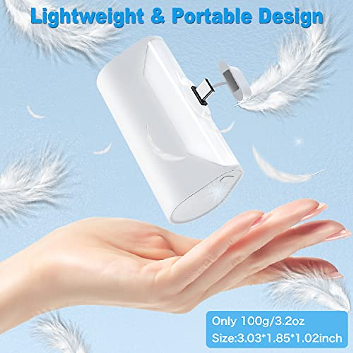 NiUB5 Portable Power Bank - 4800mAh Mini Portable Charger, USB-C Small Battery Pack Charger Compatible with Samsung Galaxy Android Phones