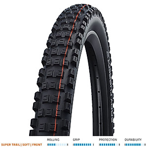 SCHWALBE - Eddy Current E-MTB/MTB and Enduro Tubeless Folding Front Bike Tire | 29 x 2.4 | Evolution, Super Gravity, Addix Soft | Black