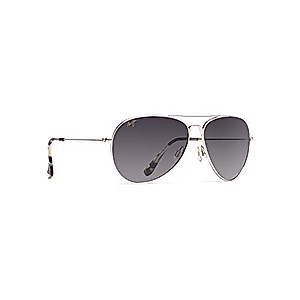 Maui Jim Men's and Women's Mavericks Polarized Aviator Sunglasses, Silver/Neutral Grey, Medium