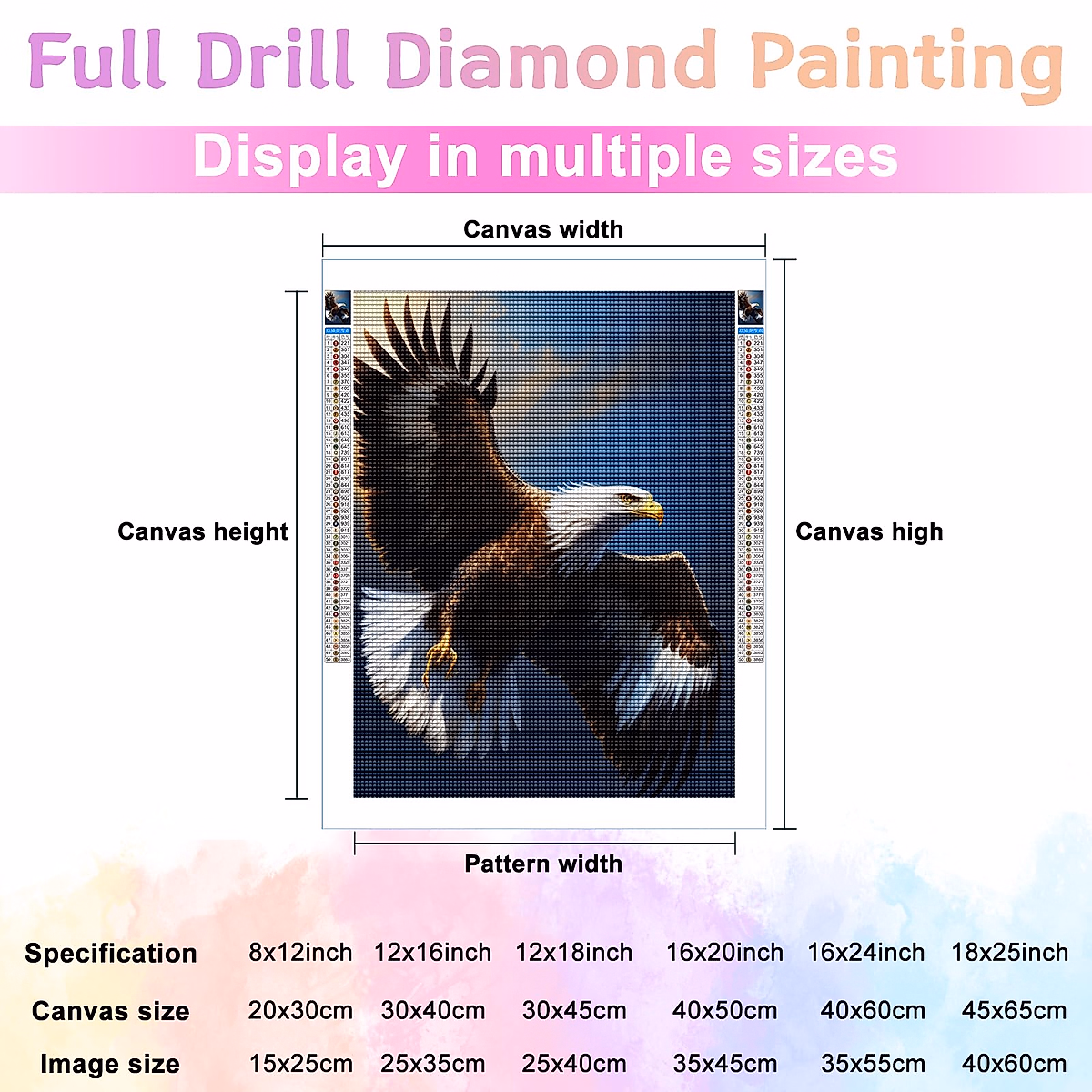 5D DIY Diamond Painting Kits Full Drill,Diamond Painting Kits Art,Animal Diamond Art, Handsome Eagle Diamond Painting Craft for Home Office Wall Decor 8x12 inch