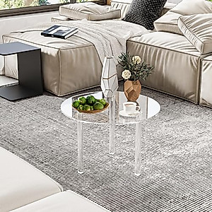 GOIOOIA Acrylic Coffee Table Round - 23.62" D X 23.62" W X 15.75" H Clear Coffee Table for Small Living Room Office Apartment Reception Room Modern Waterproof Sturdy Anti-Corrosion