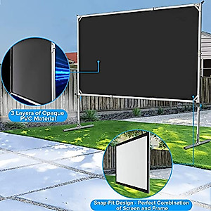 Projector Screen and Stand,JWSIT 135 inch Outdoor Movie Screen-Upgraded 3 Layers PVC 16:9 Outdoor Projector Screen,Portable Video Projection Screen with Carrying Bag for Home Theater Backyard