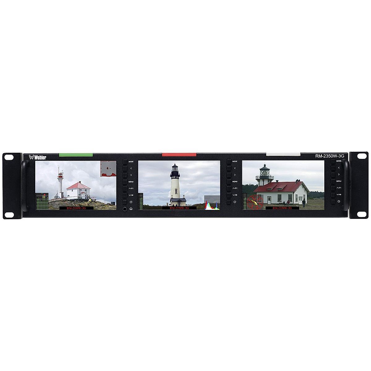 WW WOHLER RM-2350W-3G Triple 5.0″ LCD Video Monitor, 3G/HD/SD-SDI, Composite, HDMI, Audio/Video Metering, 2RU