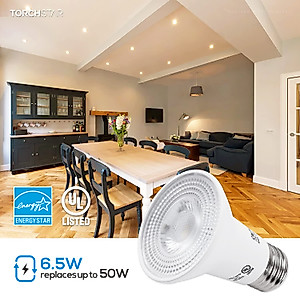 TORCHSTAR 12-Pack PAR20 LED Bulbs, CRI 90+ Dimmable 500 LM LED Spotlight Bulb, 3000K Warm White, UL & Energy Star Listed, 6.5W 50 Watt Equivalent, 40 Degree Beam Angle, E26 Medium Base