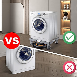 WBD WEIBIDA Mini Fridge Stand Adjustable Refrigerator Stand with 4 Strong Feet Universal Washer and Dryer Stand Heavy Duty Washing Machine Pedestal Fridge Platform for Dorm Appliance Universal Base