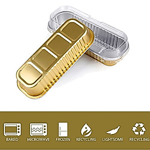 Frcctre 50 Pack Mini Loaf Pan with Lid, 6.8 OZ Disposable Aluminum Foil Baking Pan Bread Tins Baking Cups Muffin Tins Cupcake Cups for Baking Cakes Bread Loaf Brownie