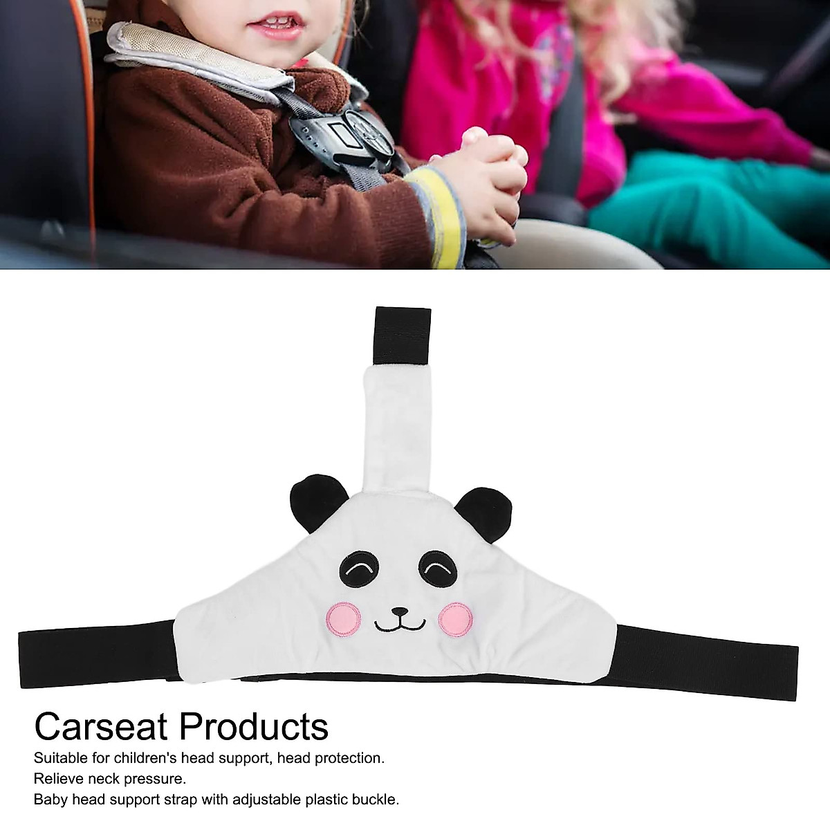 Pssopp Toddler Car Seat Adjustable Head Strap Support Panda Pattern Car Seat Sleeping Headband for Kids Toddlers Infants(Panda Fixing Strap)