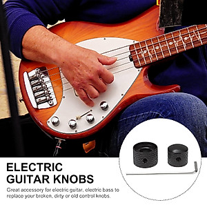 HEALLILY Dual Concentric Control Knobs Stacked Knobs Guitar Volume Tone Control Dome Knobs for Electric Guitar Bass Black