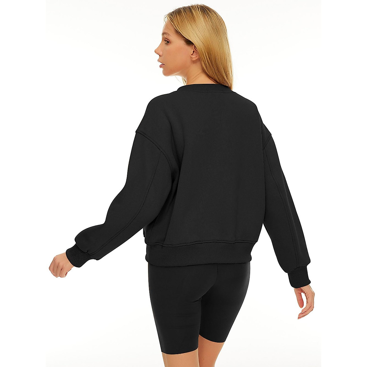 AUTOMET Womens Cropped Sweatshirts Pullover Fleece Crop Sweaters Fall Fashion Outfits Clothes 2025 Black M